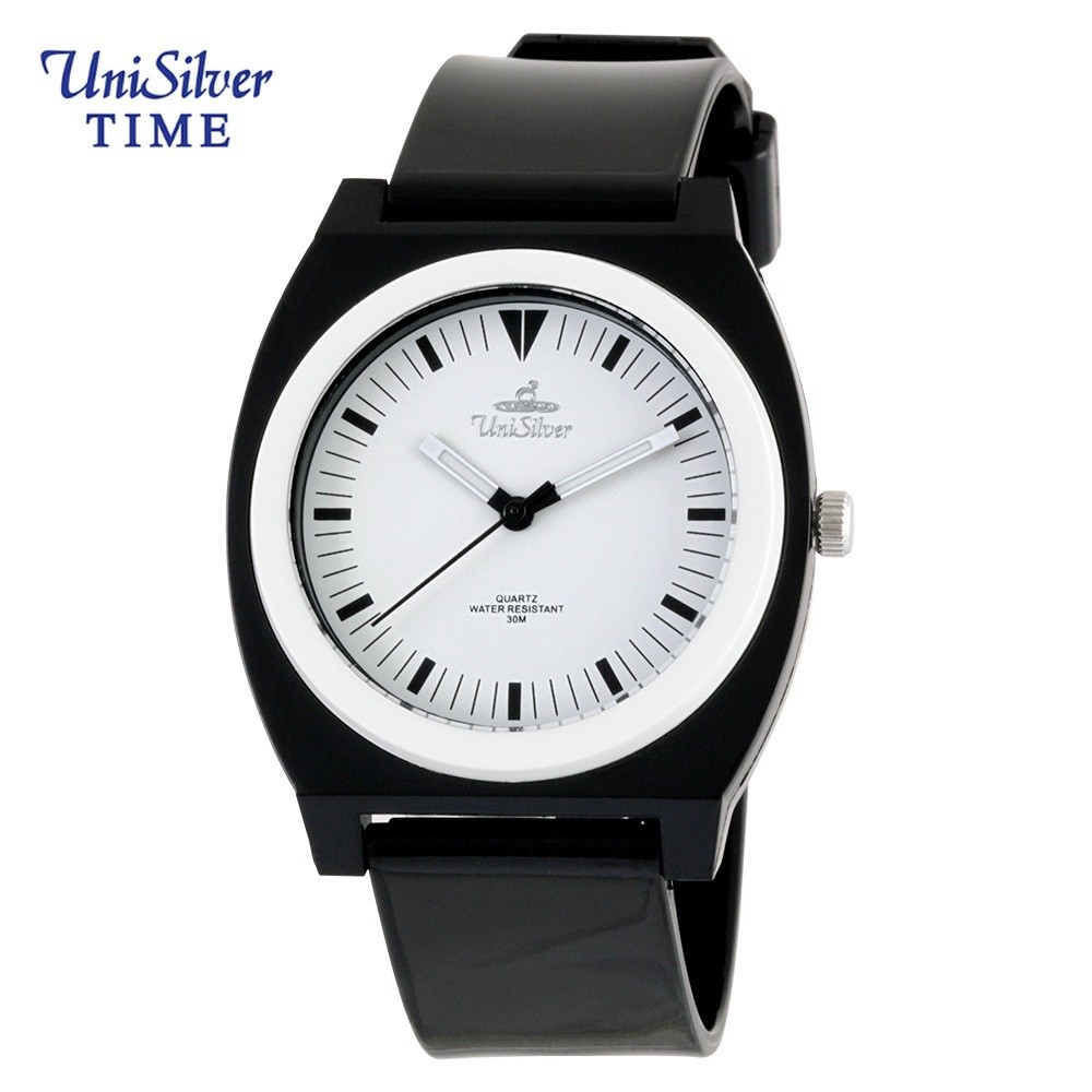 Unisilver TIME ZELPHY Unisex Medium Analog White/Black Rubber KW2834 ...
