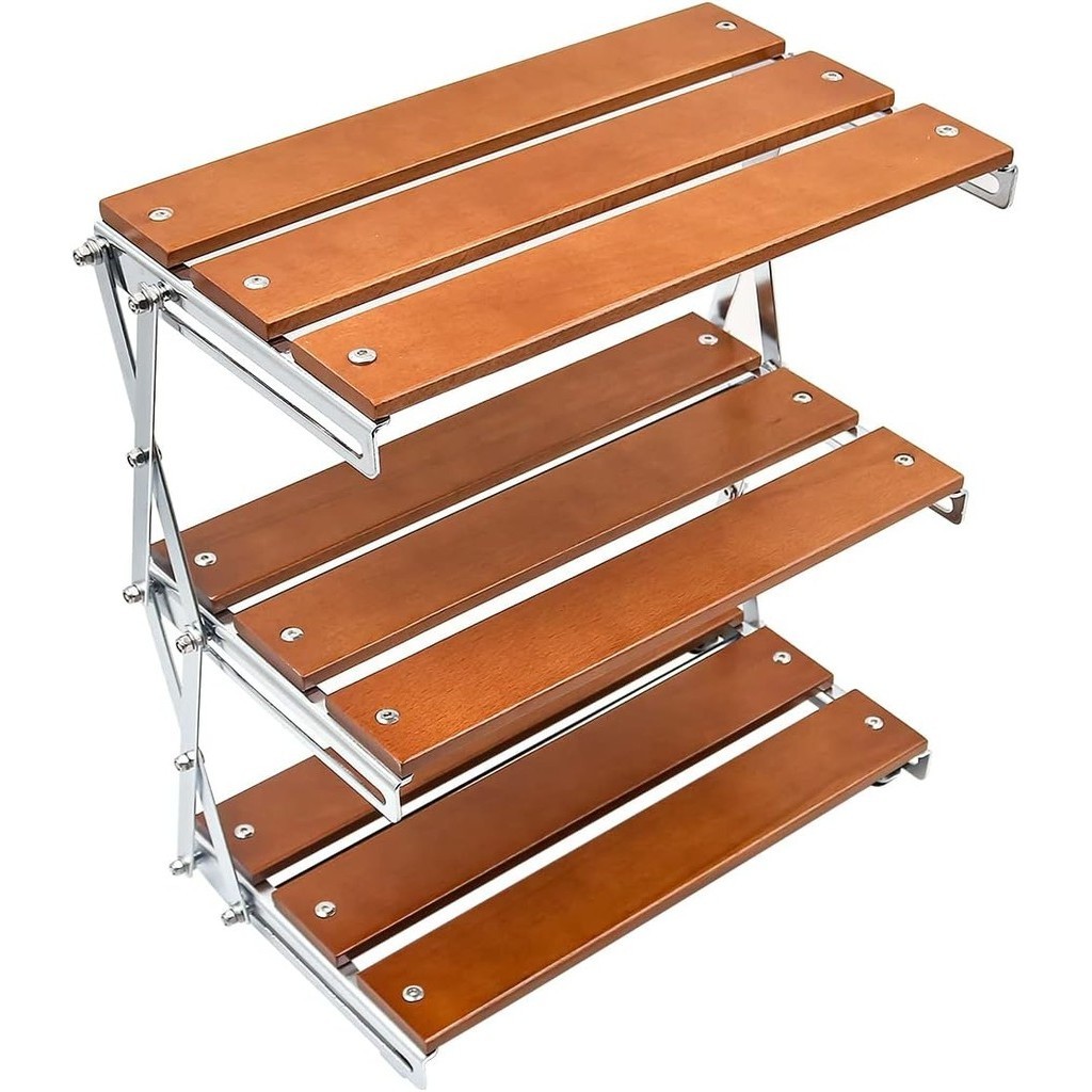 Wooden Rack Brown Mini Shelf 3 Tier Camping Storage Rack Wood | Shopee ...