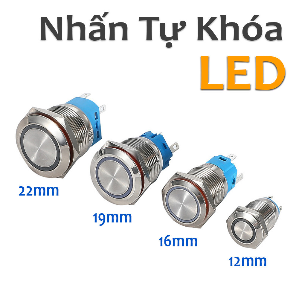 Inox on/off switch with LED light (5V-24V) 12mm, 16mm, 19mm, 22mm, 25mm ...