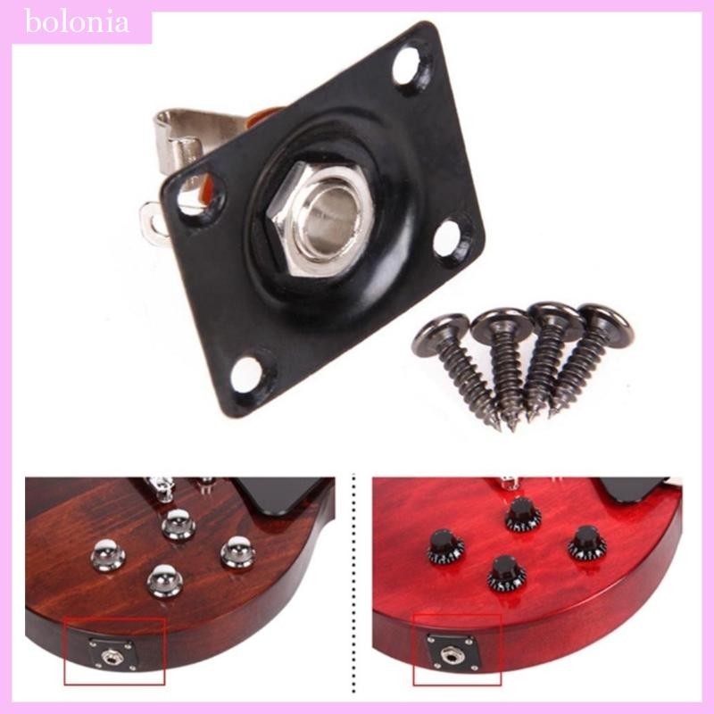 【PC】 Guitar Input Output Jacks Socket Plate Rectangular 1 4 Inch 6 35mm ...