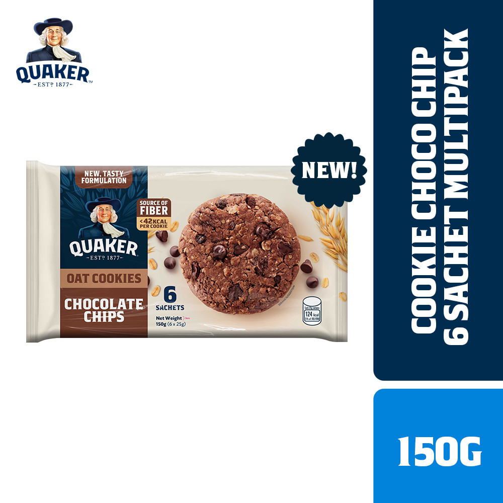 Quaker Oat Cookies Chocolate Chips 6 Sachets Multi Pack 150g | Shopee Philippines