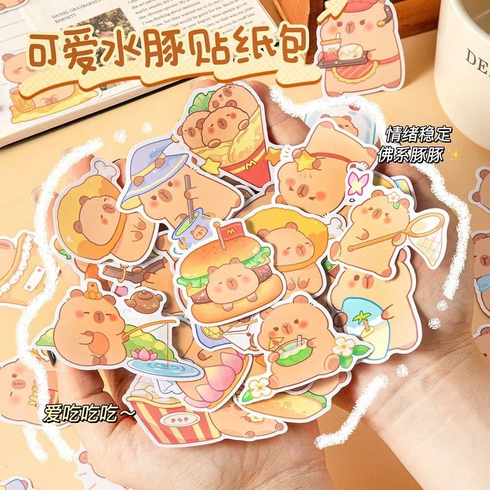 Cute Capybara Sticker Bundle 40 Sheets - Sanrio-Inspired Animal Sealing ...