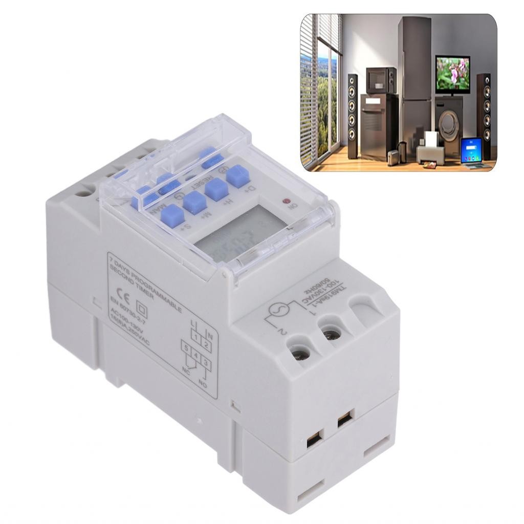 Soxii Timer Switch Digital with 16A 24Hours 7Days Programmable DIN Rail LED Screen 16 On Off ...