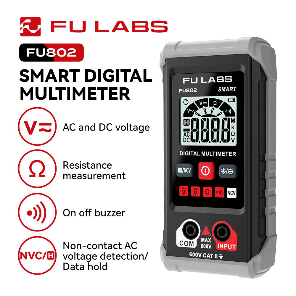 FU LABS Smart Mini Digital Multimeter 600V Auto Range Multimeter AC DC ...