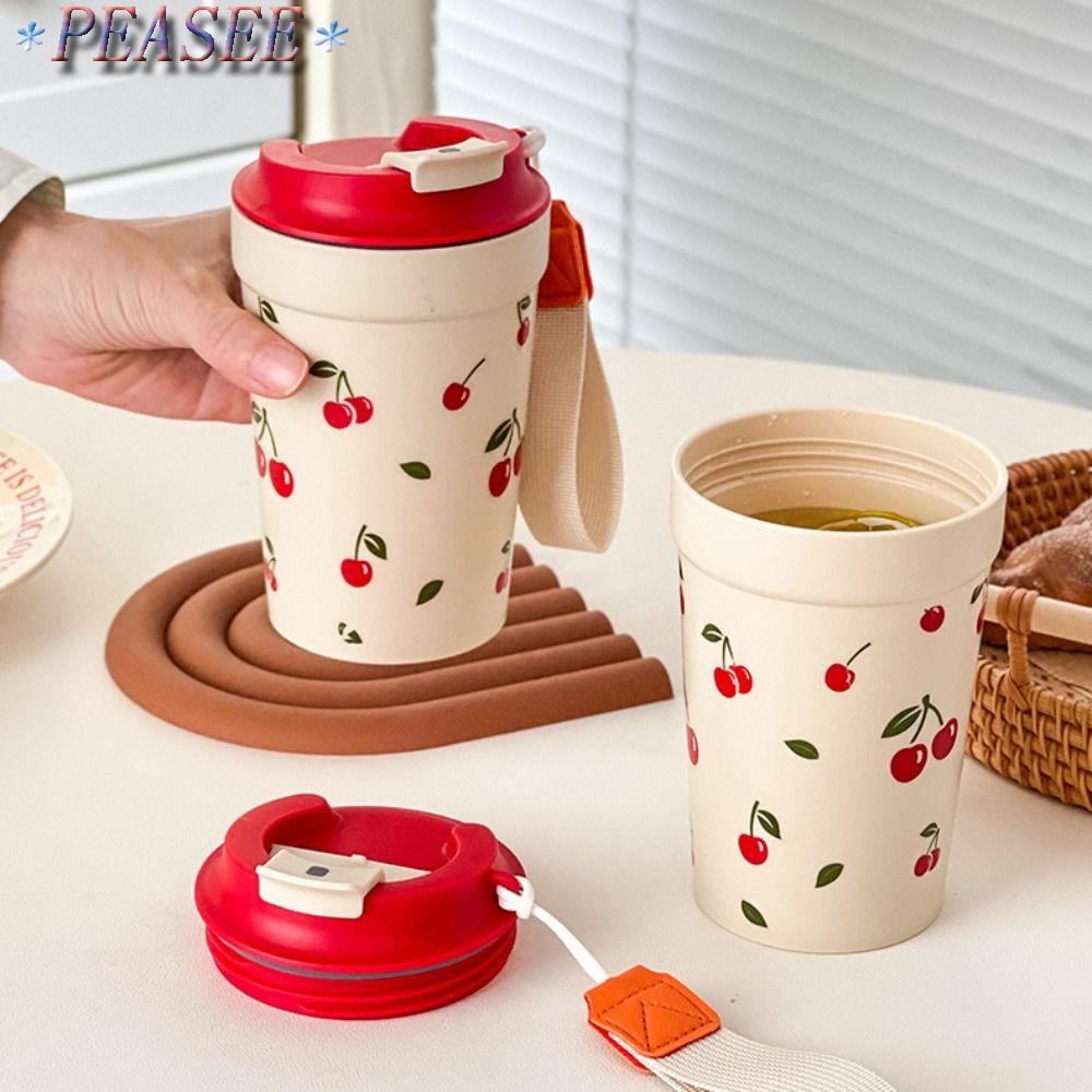 [PEASEE] Water Cup, 400ml Cherry Water Bottle, Portable Large Capacity ...