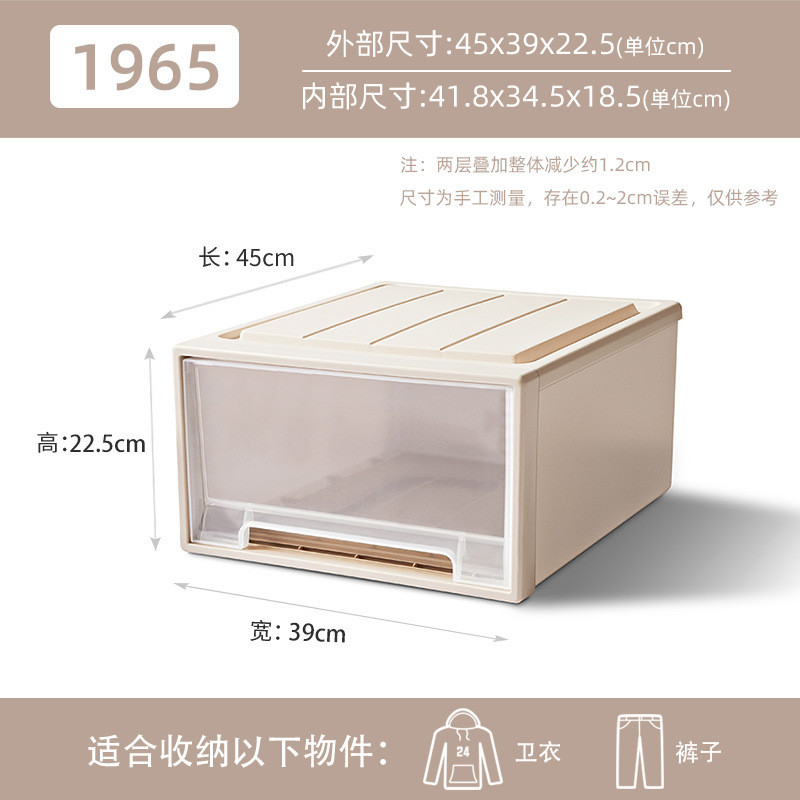 Clothing Storage Box Plastic Organizer Drawer Transparent Wardrobe ...