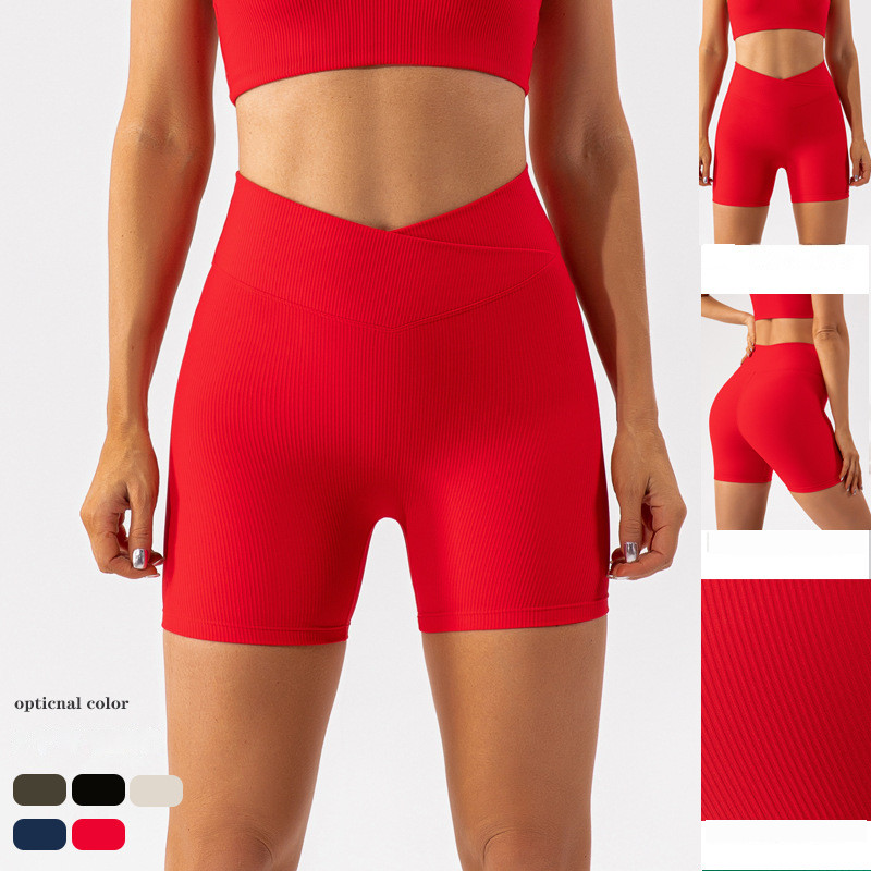 Hoppe Fumeng Sports Shorts High-waisted Threaded Tights Exercise ...