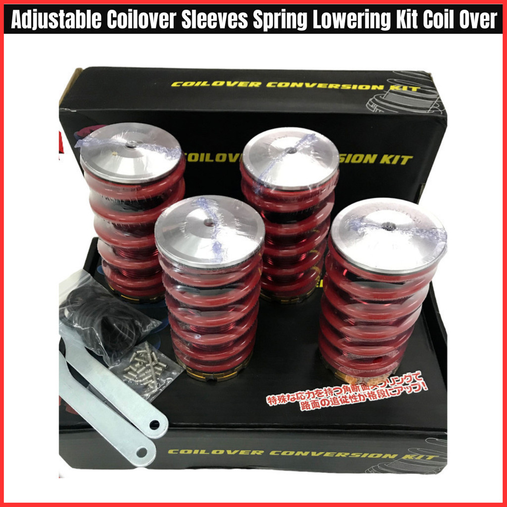 Universal Adjustable Coilover Sleeves Spring Lowering Kit Coil Over 4 ...
