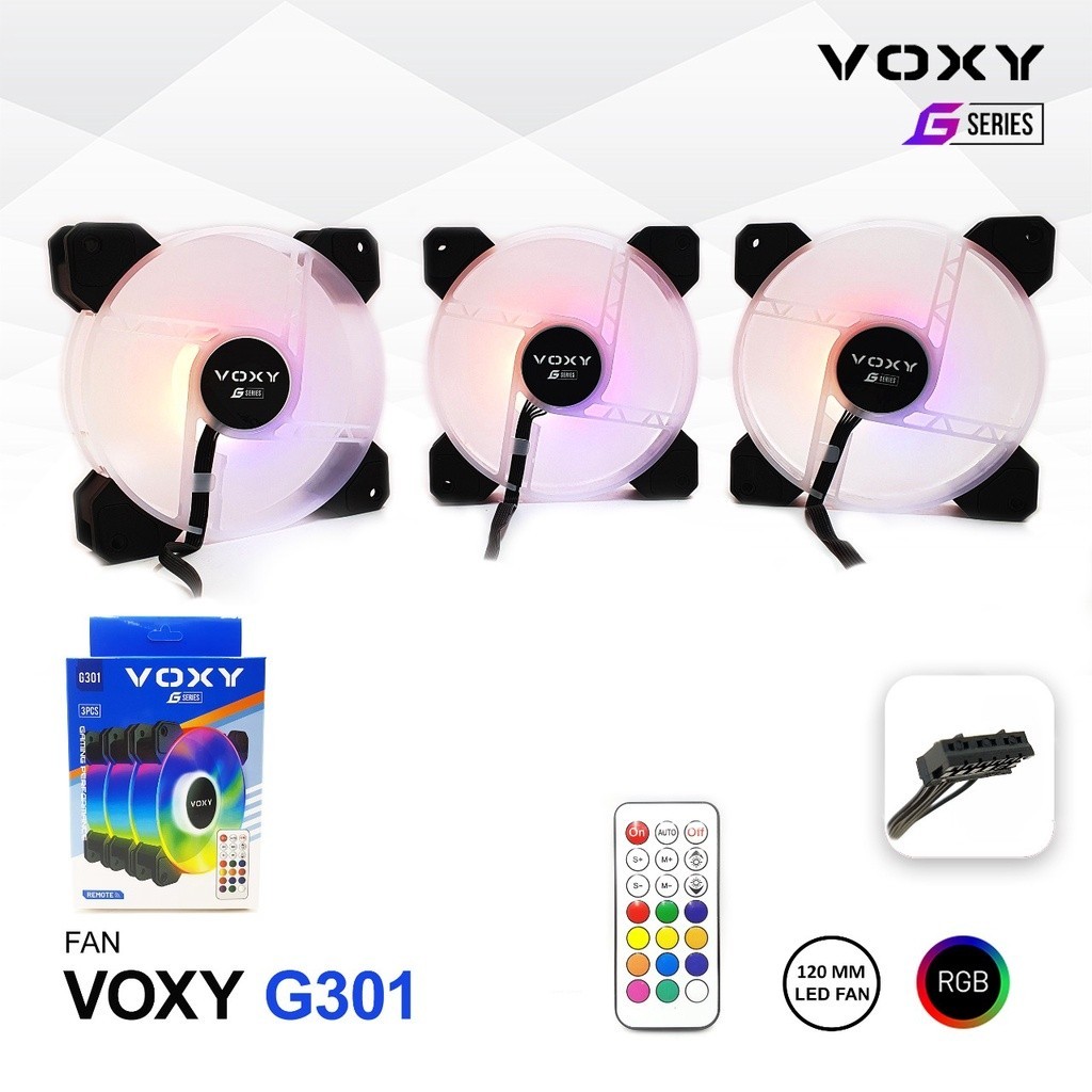 Voxy G301 RGB 12cm Casing Fan With Remote Control includes 3 Fans ...
