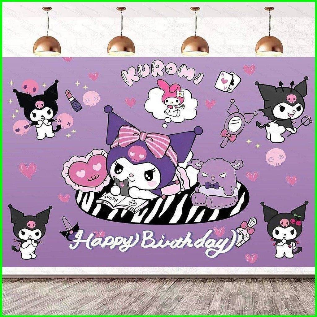Sanrio Kuromi Birthday backdrop banner tapestry party decoration photo ...