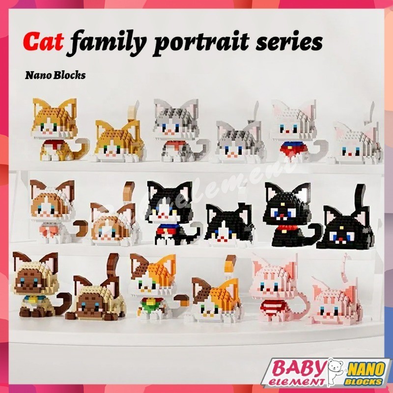 Nano Blocks Cat Family Photo Building Blocks Holstein Cat Calico cat ...