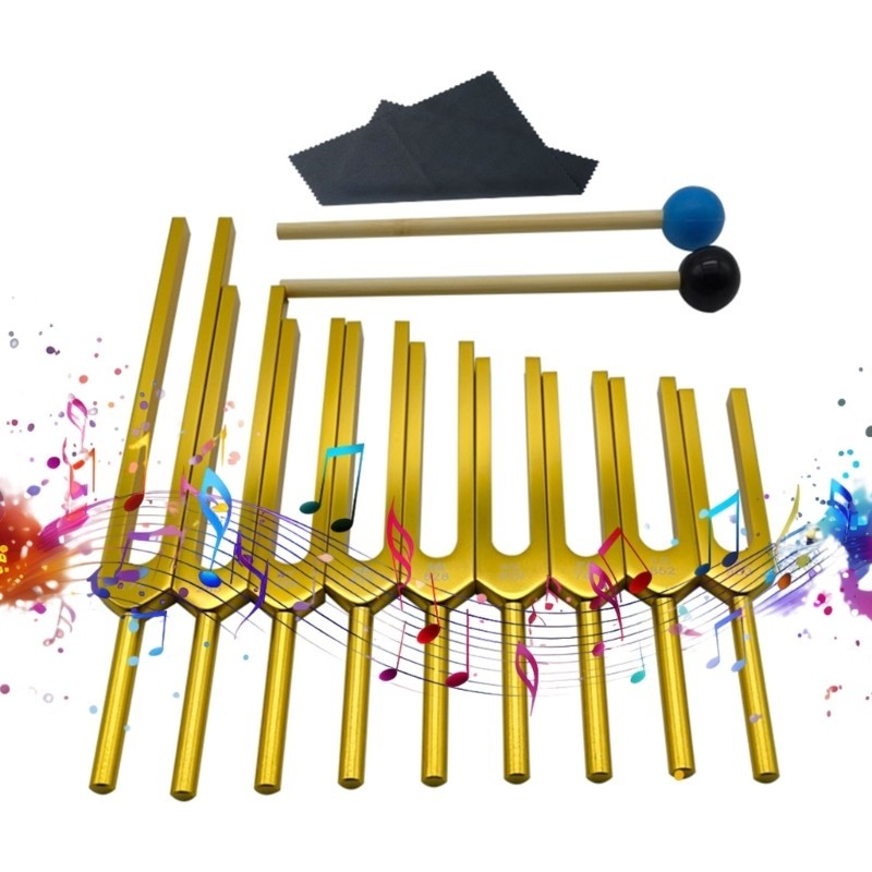 love* 9Pcs Aluminum Alloys Tuning Fork Spiritual Tuner Sound Healing ...