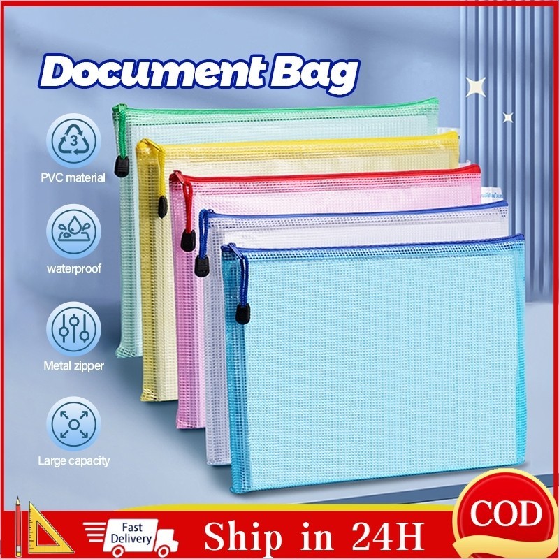 A4 Plastic Envelopes Zipper Envelope Waterproof Document Storage Pouch ...