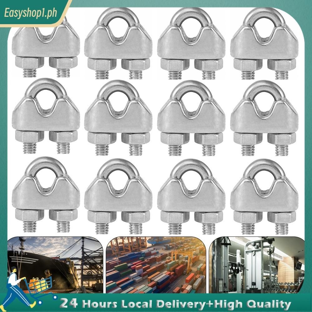 12pcs 304 Stainless Steel Heavy Duty Wire Rope Clamp M3 3mm Cable Clip ...