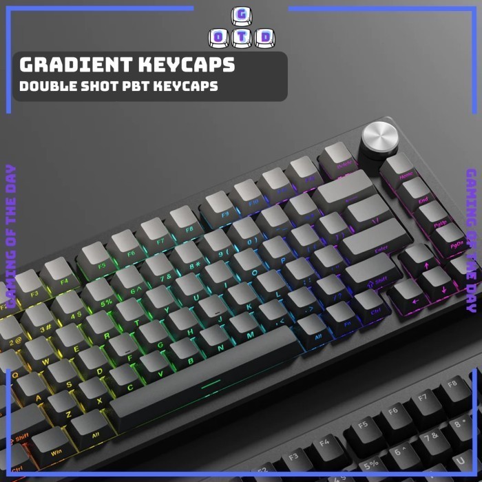 Dark Black Gray Shadow Gradient Keycaps Side Letter Side Print Keycaps ...