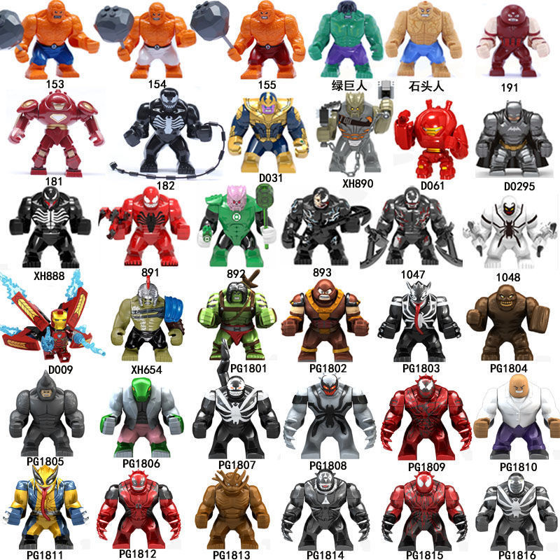 Superhero Avengers Iron Man Anti Hulk Hulk Venom Minifigure Assembled ...