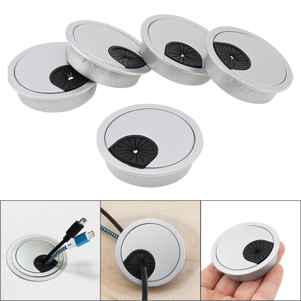 5pcs 1.97inch Plastic Cable Hole Cover Computer Table Cord Wire Desk ...