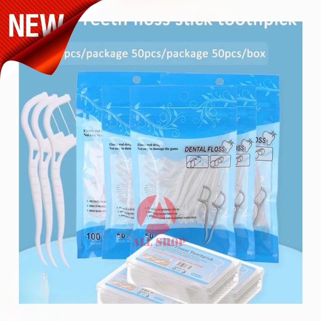 100pcs Dental Floss Disposable Teeth Stick Interdental Brush Toothpicks ...