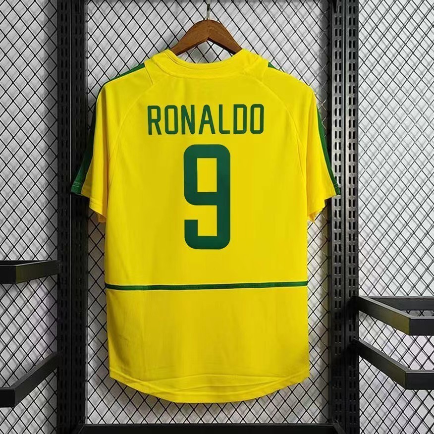 Retro 2002 World Cup Brazil Home Football High Quality jersey 9 Ronaldo ...