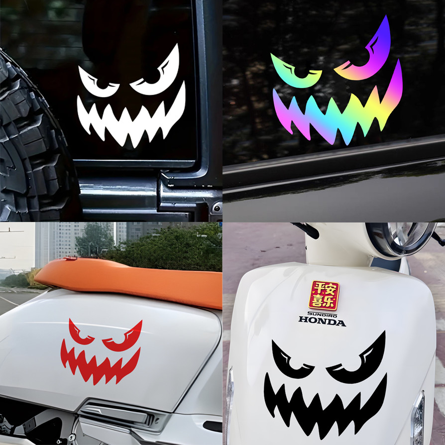 Reflective Sticker Devil Smiling Face Car Styling Rear Windshield ...