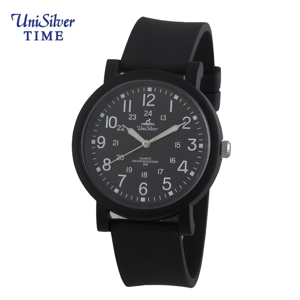 UniSilver TIME DUSK RENEGADE Men's Large Analog White/Black Rubber ...