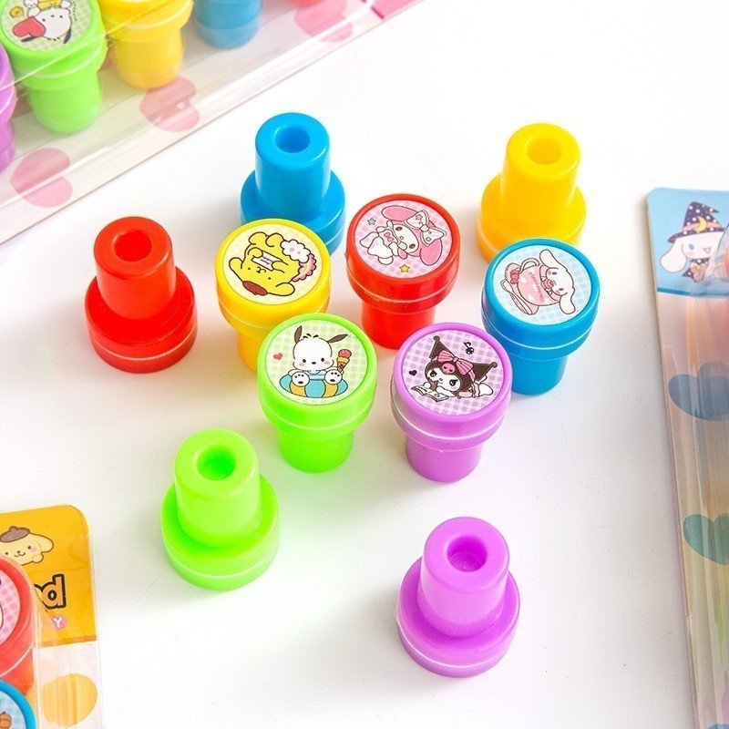 10pcs Sanrio Card Stamp Set Cute Melody Kuromi Cinnamoroll Children ...