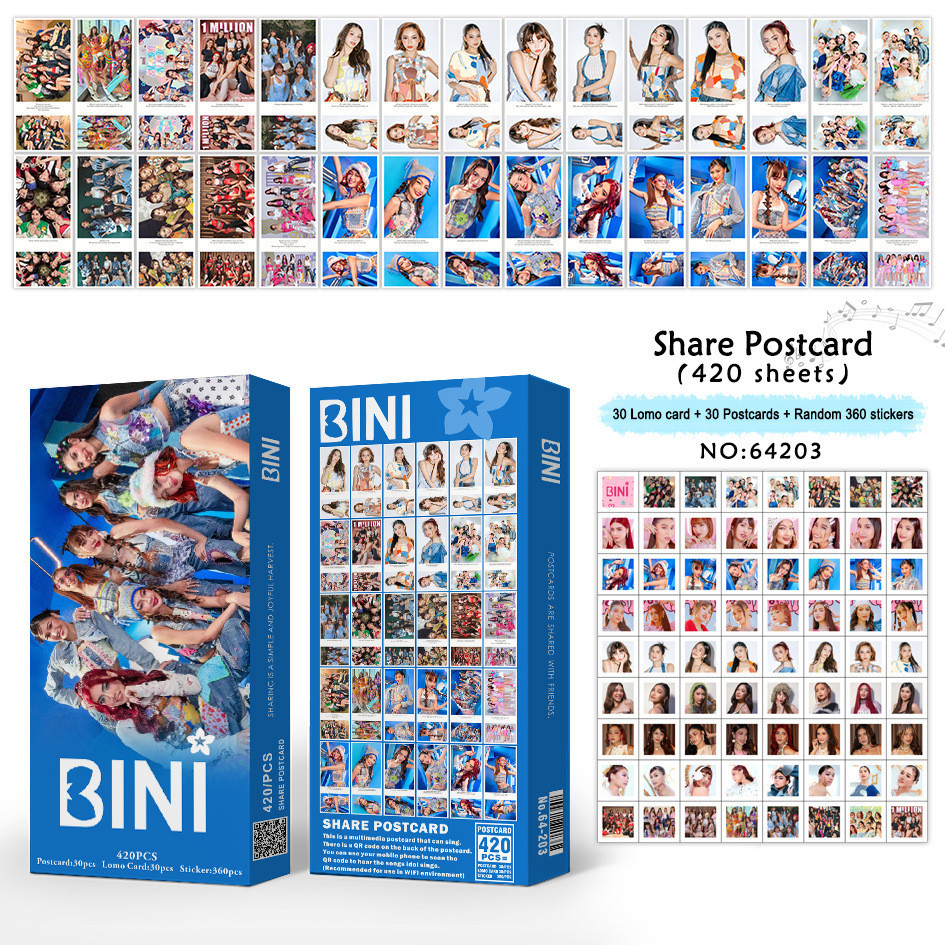420 PCS/Box BINI Hot Lomo Card BINI Photocards Sheena Aiah Colet Maloi Stacey Mikha Jhoanna Gwen ...