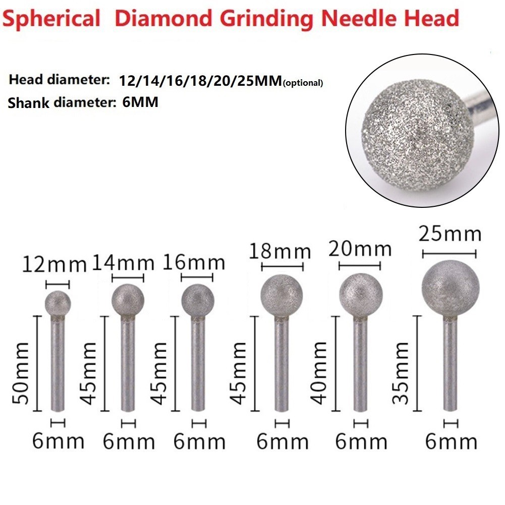 Great Value Rush ️6mm Shank Spherical Head Diamond Grinding Bit Round ...