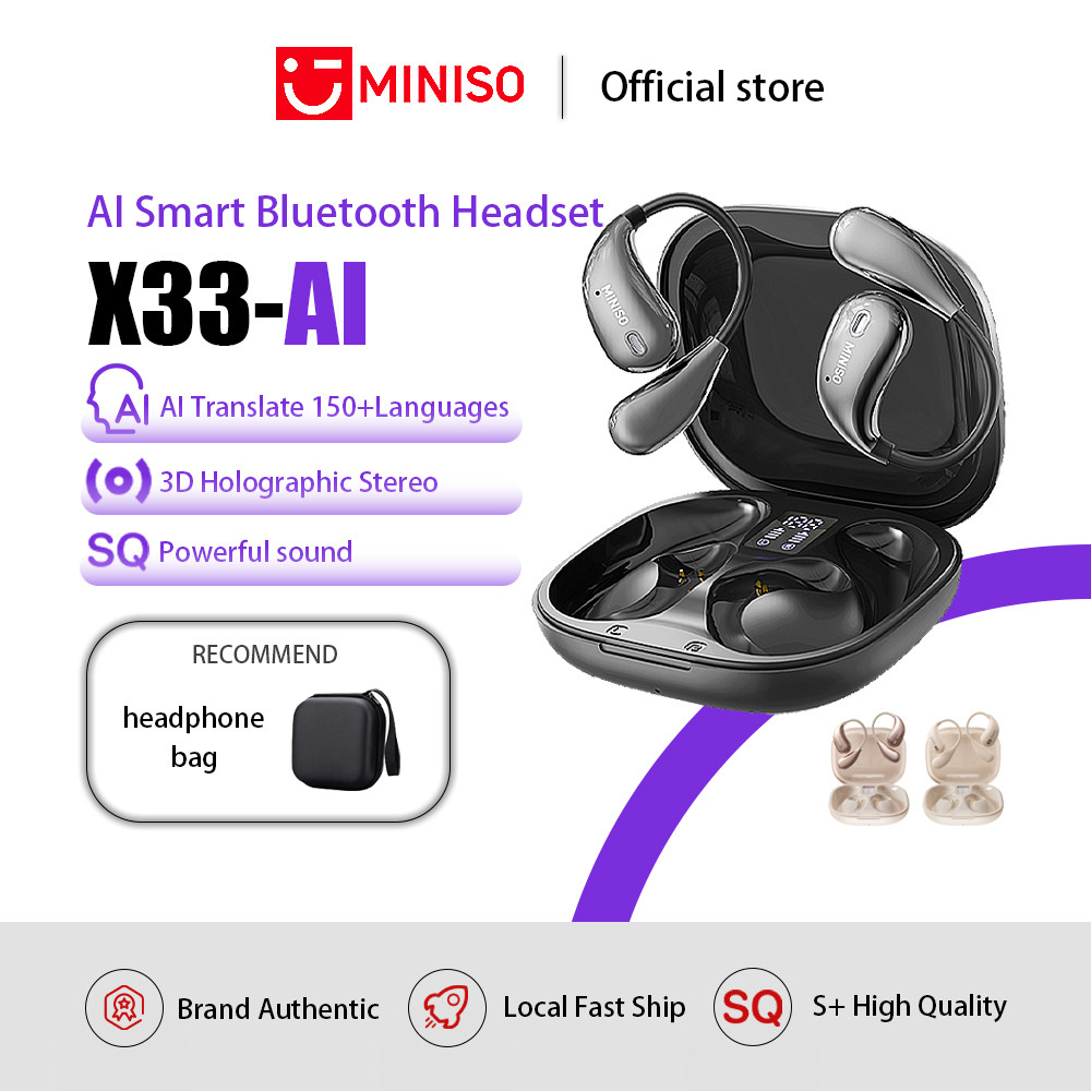 Miniso X33 AI OWS Wireless Earphones Bluetooth 5.4 TWS Smart Real-time ...