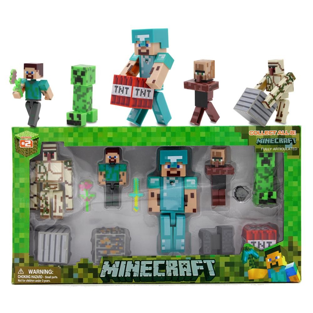 Minecraft Toy Building Blocks Movable Figurine Model Steve Creeper ...