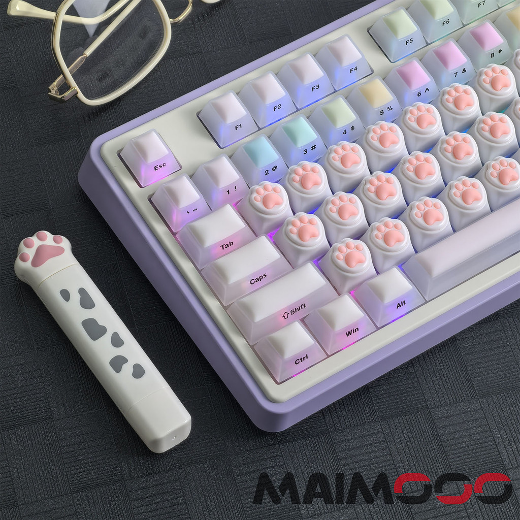 Pink Cat Paw Keycap Mechanical Keyboard DIY Keycaps Creative Super Cute ...
