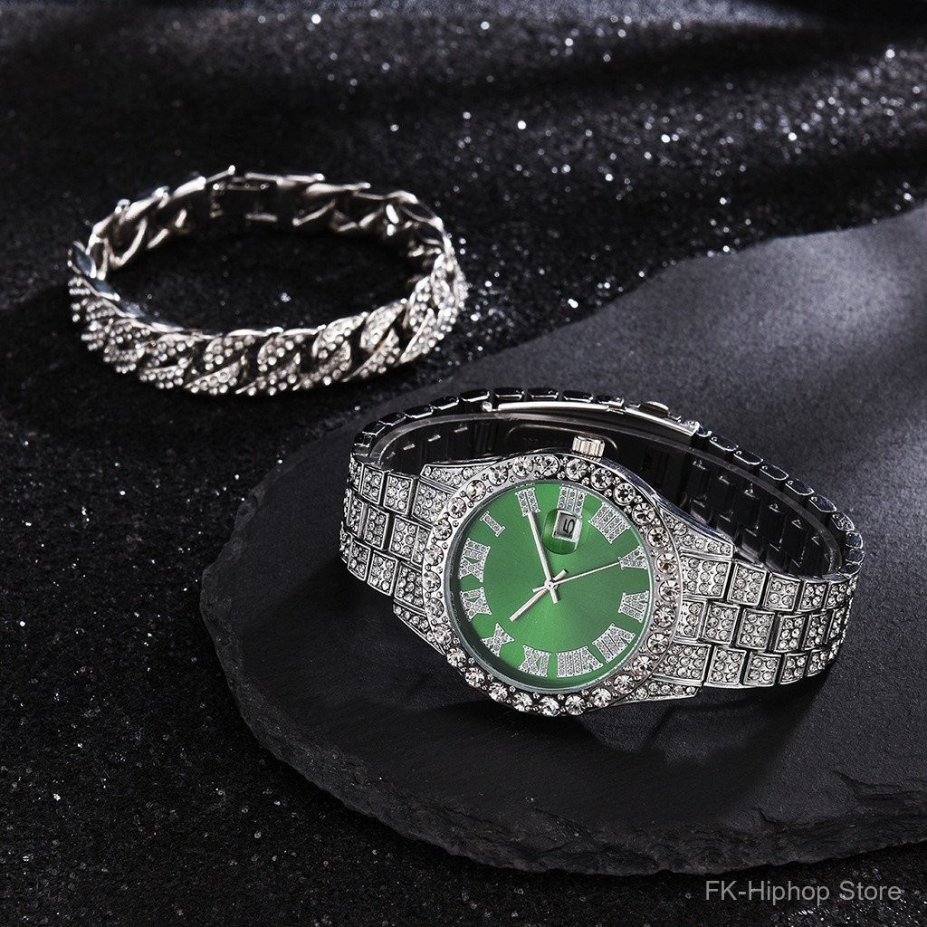 NEW Relógios Masculinos Iced Out Corrente Steel Strip Quartz Watch ...