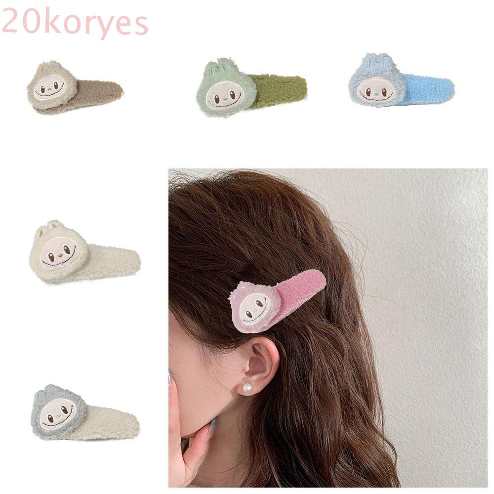 KORYES Plush Labubu Hair Clip, Curly Hair Soft Cartoon Plush BB Clip ...