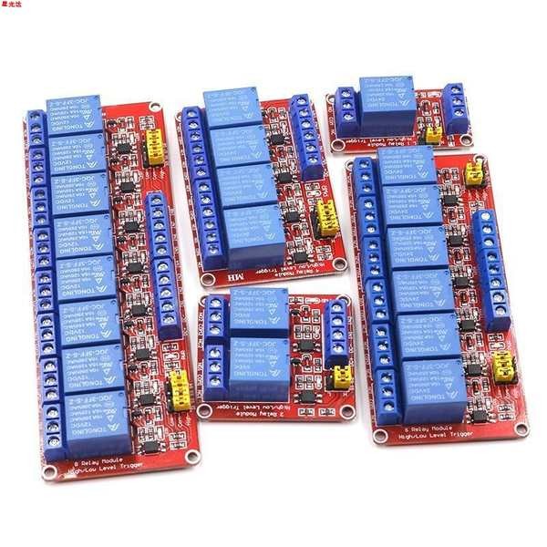 1 2 4 8-Channel 5V12V24V Relay Module with Optocoupler Isolation Support High Low Level Trigger ...