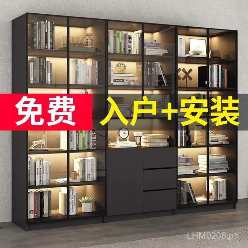 Combination Bookshelf Bookcase Display Cabinet with Bookshelf Storage ...