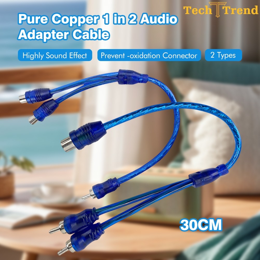 1 Male Plug to 2 Female Jack / 2 Male Plug to 1 Female Jack RCA Audio ...