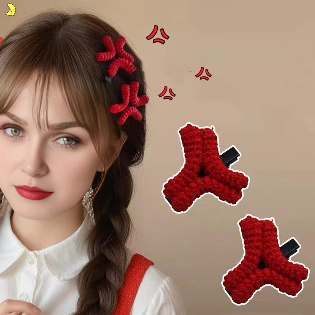 Angry Shape Knitted Hair Clips Cute Cartoon Water Drop Hair Accessories ...