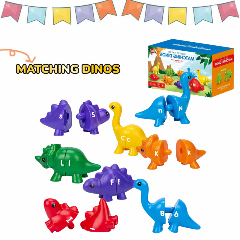 Matching Dinos Learn Letters & Colors Toy Montessori-Inspired Matching ...