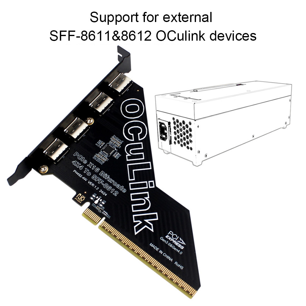 PCIe X16 To SFF 8611&8612 Adapter Card PCIE External Oculink SFF-8612 ...