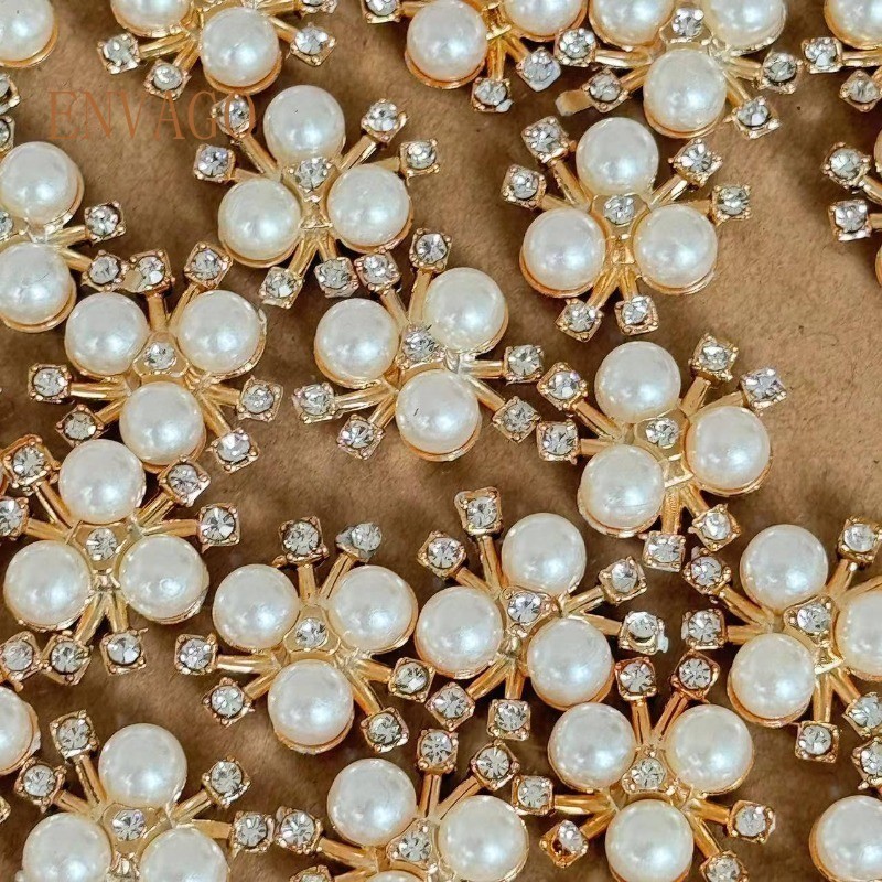 20pcs hight quality pearls flower core gold silver pearl Rhinestone ...