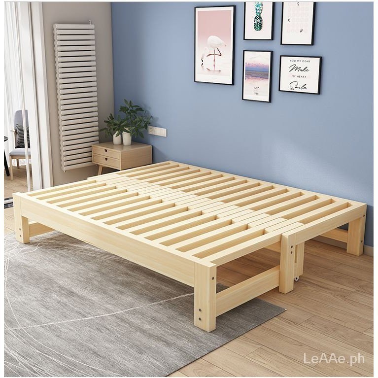 Wholesale Solid Wood Simple Push-Pull Sofa Bed Multi-Functional Telescopic Bed Small Apartment ...