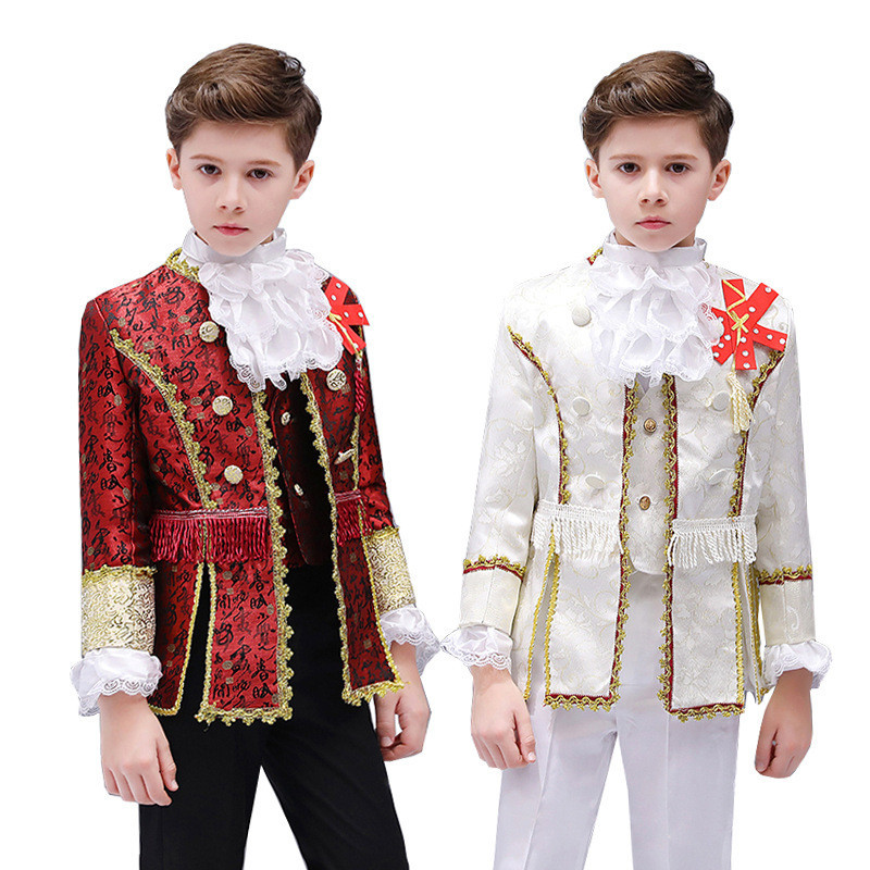 Children European Court Costume Performance Dress Male Stage White ...