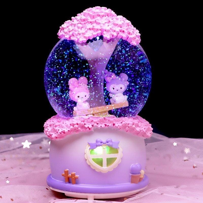 Sakura Kuromi Crystal Ball Music Box Girls Children Luminous Rotating ...