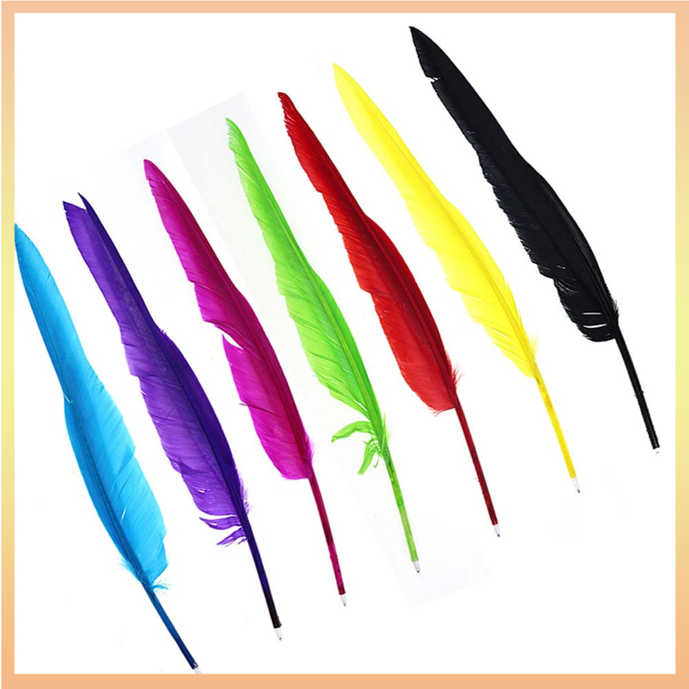 12 Colors Wedding Feather Guest Book Signing Pen With Bowknot | Shopee ...