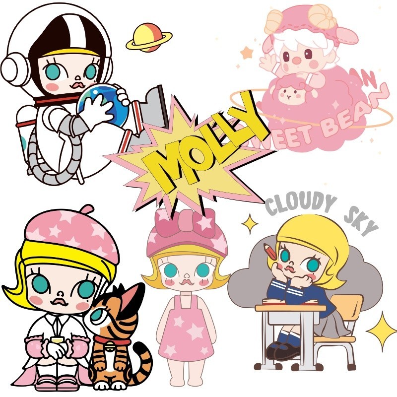 POP MART themed cartoon thermal conductive hot stamping sticker cute ...