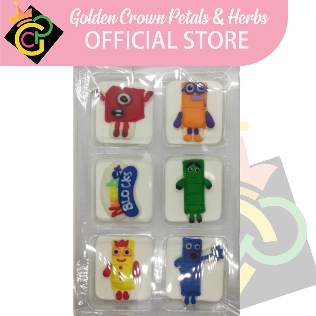 Number Blocks Character Cartoons Set Royal Icing 2D cake cupcake Topper ...