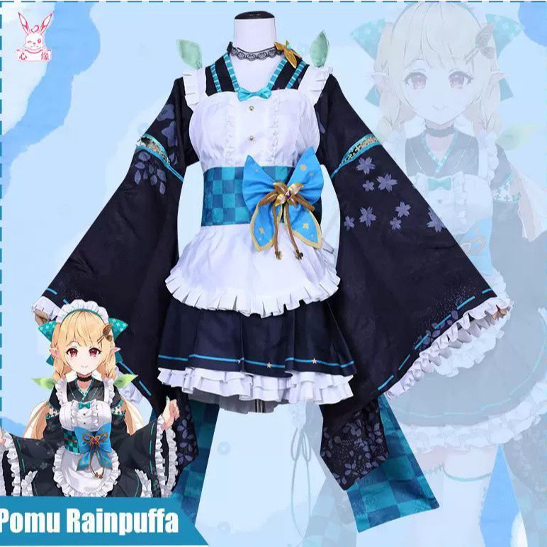 Vtuber Nijisanji cos Pomu Rainpuff Maid attire cosplay Clothing set ...