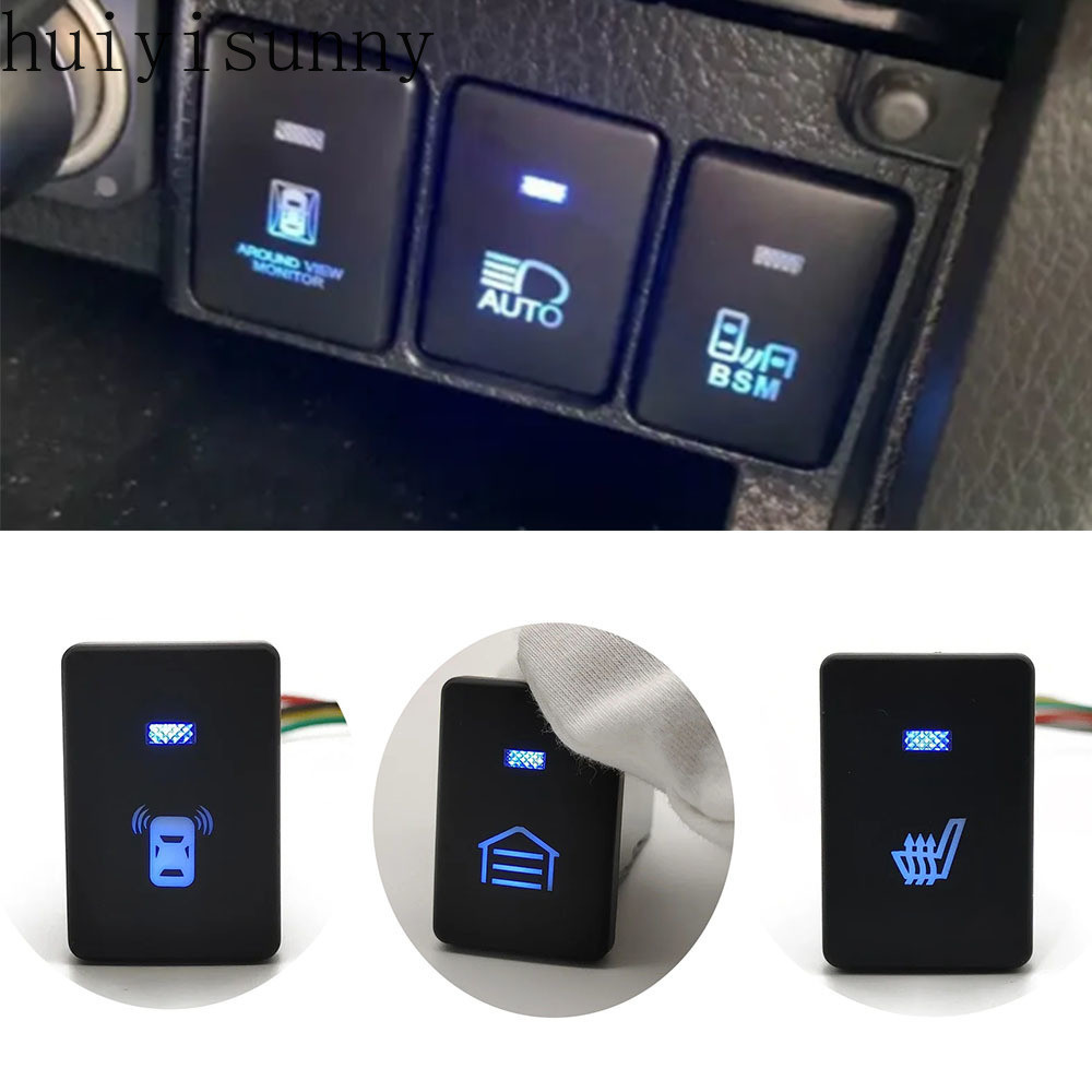 HYS 1PC 12V Blue LED DRL Light Seat Mirror Heated Push Switch Parking ...