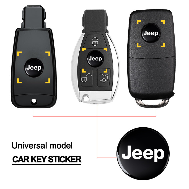 14mm Car Key Emblem Stickers Auto Control Key Logo Decals For Jeep ...