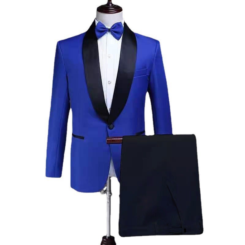 Men's blue suit ensemble choir performance attire adult host emcee ...